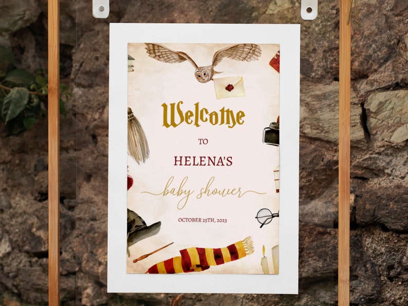 Wizard Baby Shower Welcome Sign, Wizard Welcome Sign, Printable Magical ...