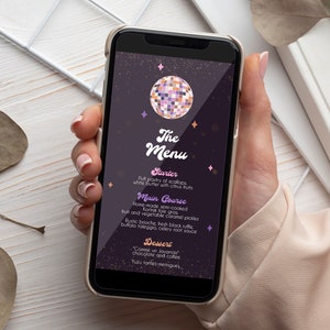 Disco Ball Menu Template, Retro Dinner Menu, New Year Party, Disco ...