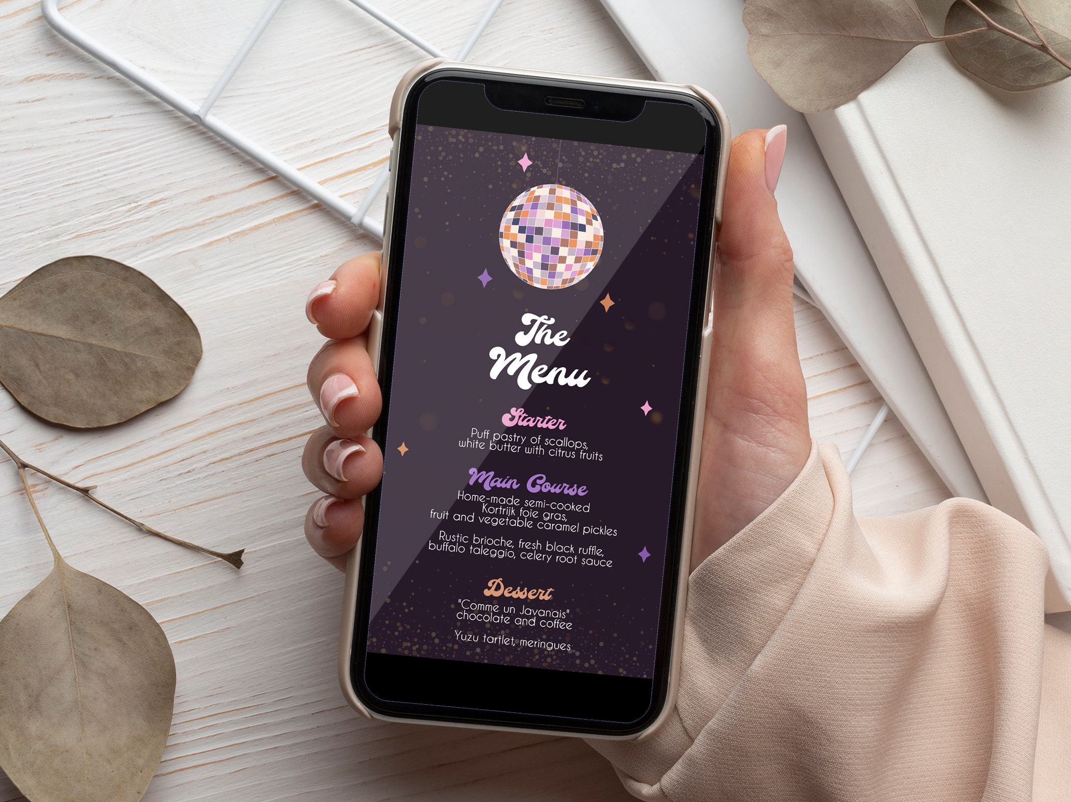 Disco Ball Menu Template, Retro Dinner Menu, New Year Party, Disco ...