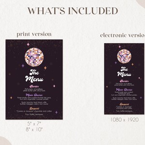 Disco Ball Menu Template, Retro Dinner Menu, New Year Party, Disco ...