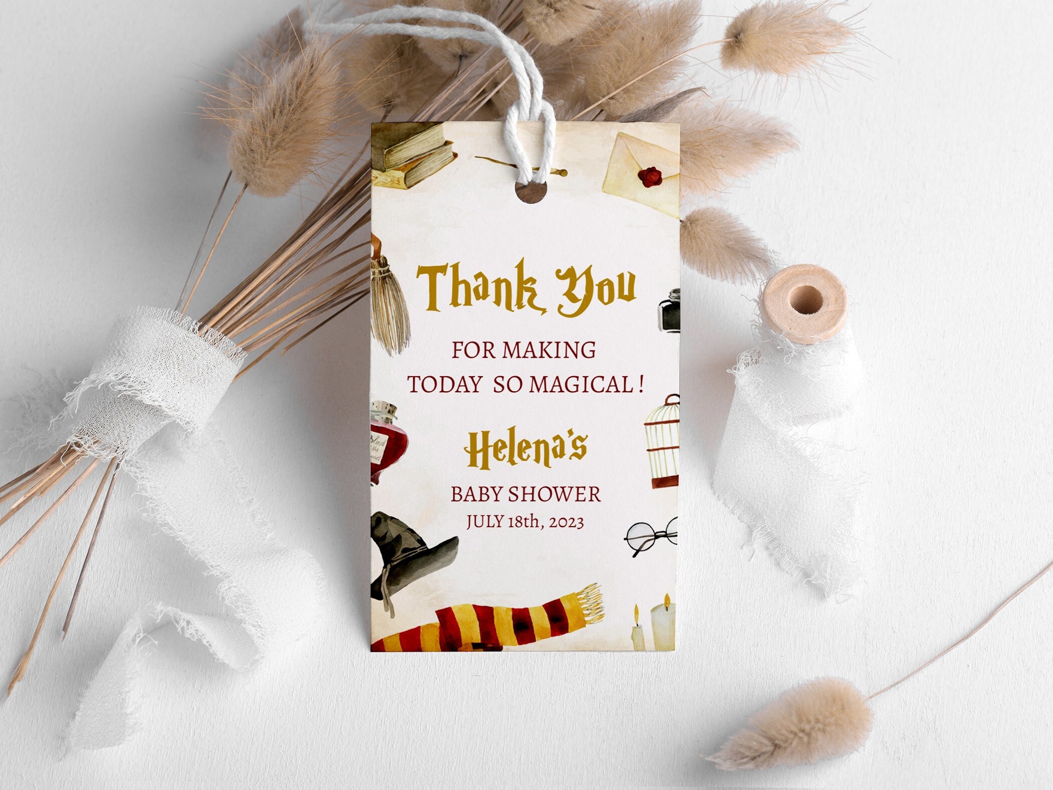Wizard Baby Shower Tag, Wizard Thank You Tag, Printable Magical ...