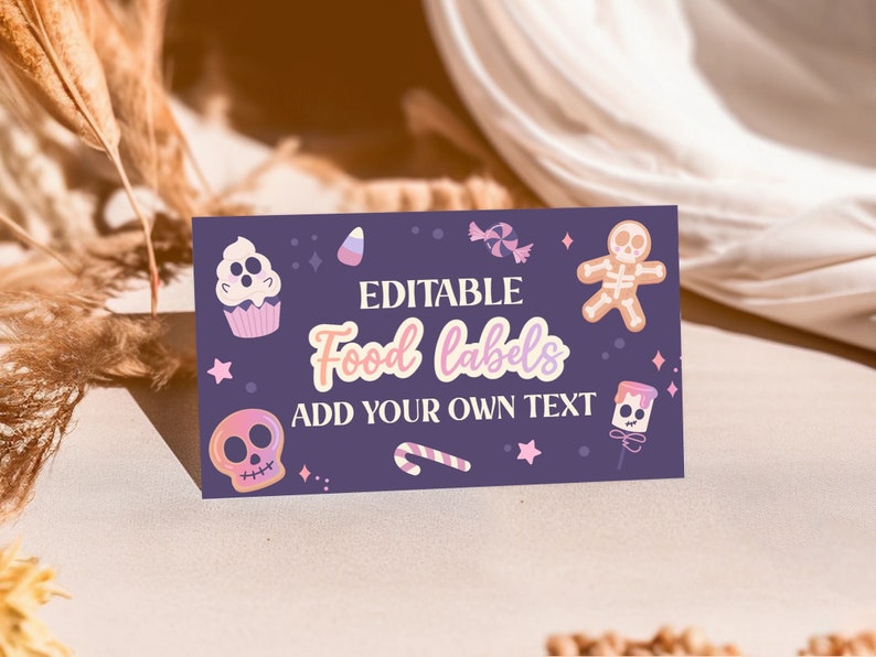 Editable Halloween Purple Food Labels, Halloween Pastel, Spooky Girly ...
