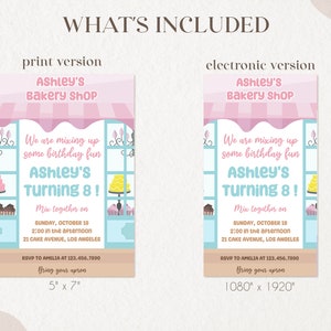 Editable Baking Birthday Invitation, Bakery Shop Invitation, Kids ...