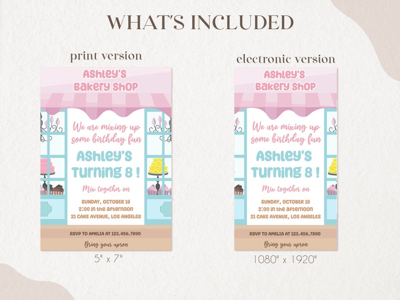 Editable Baking Birthday Invitation, Bakery Shop Invitation, Kids ...