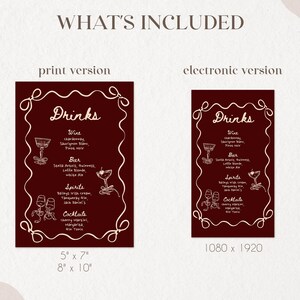 Hand Drawn Cherry Red Bar Menu Template, Coquette Bow Ribbon Wedding ...