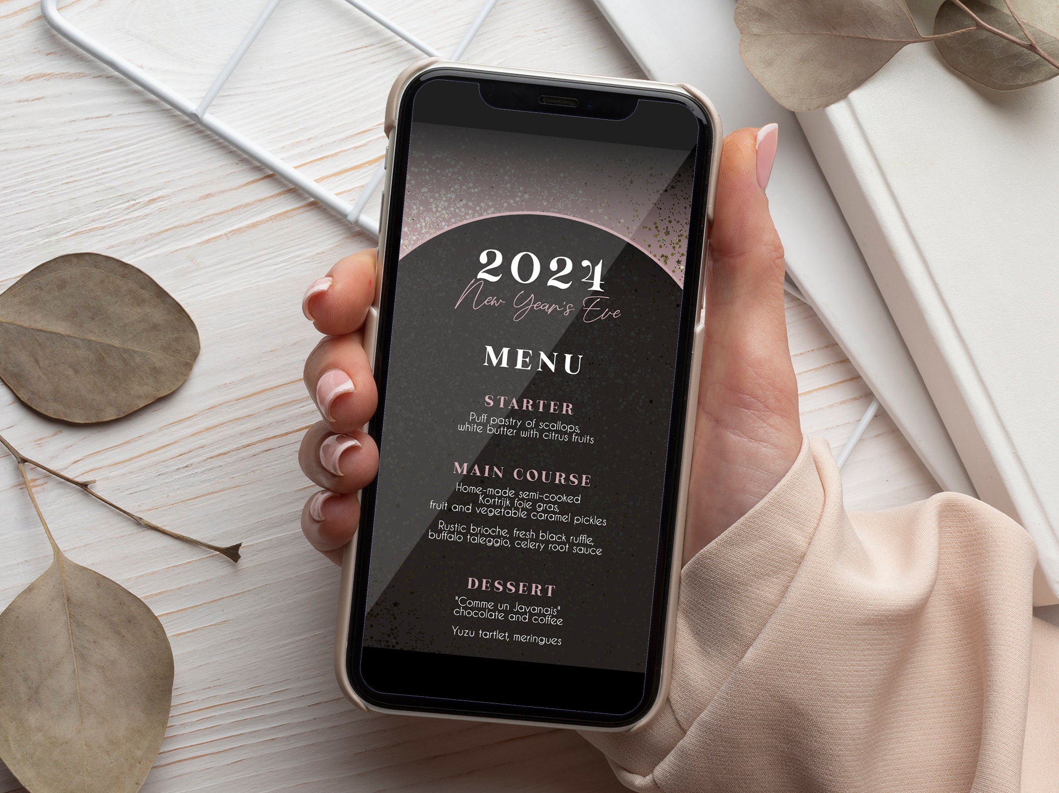 New Year 2024 Menu Template, New Year's Eve Party Dinner Menu, Holiday ...