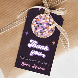 Disco Ball Birthday Party Favor Tag Editable, Disco Thank You Tag, 70s ...