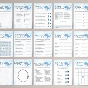 Whale Clouds Baby Shower Games Bundle, Whale Baby Shower Game Pack ...