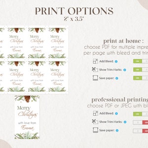 Editable Christmas Greenery Gift Tag, Pine Cone Favor Tag, Merry Christmas, Thank You Tag ...