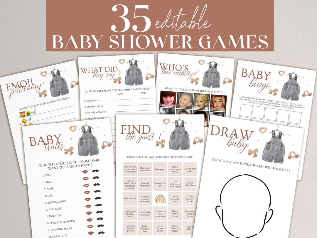 Boy Baby Shower Games Bundle, Boy Baby Shower Game Pack, Digital ...