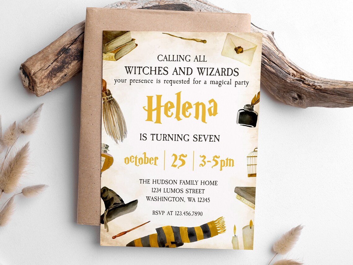 Editable Wizard Birthday Invitation Wizard Birthday Party - Etsy