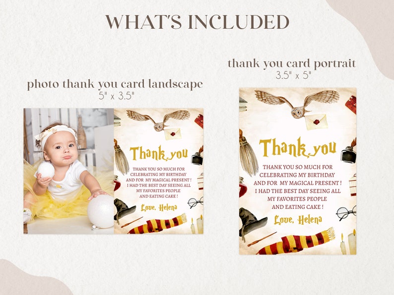 Editable Wizard Birthday Photo Thank You Card Template - Etsy