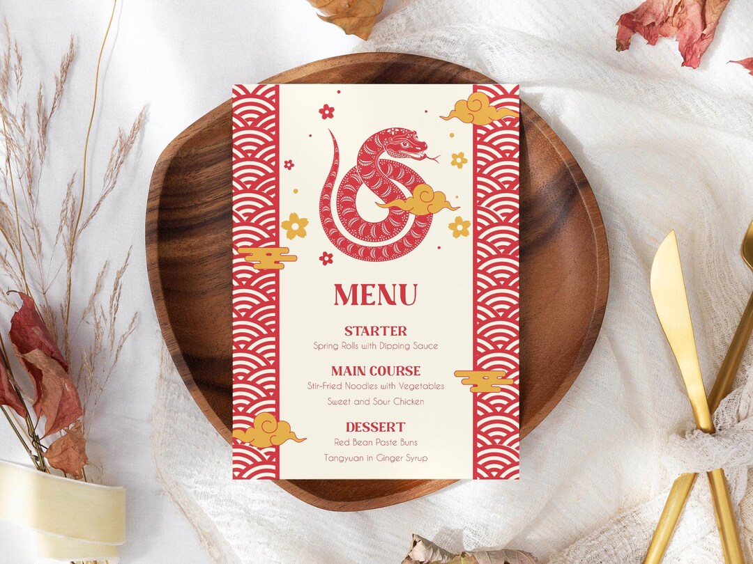 Chinese Menu Template, 2025 Snake New Year, Lunar New Year 2025 ...