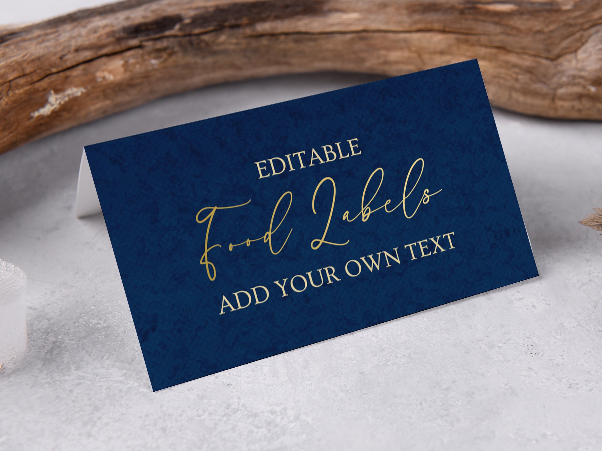 Blue Gold Food Labels Template, Dark Christmas, New Year Name Card ...