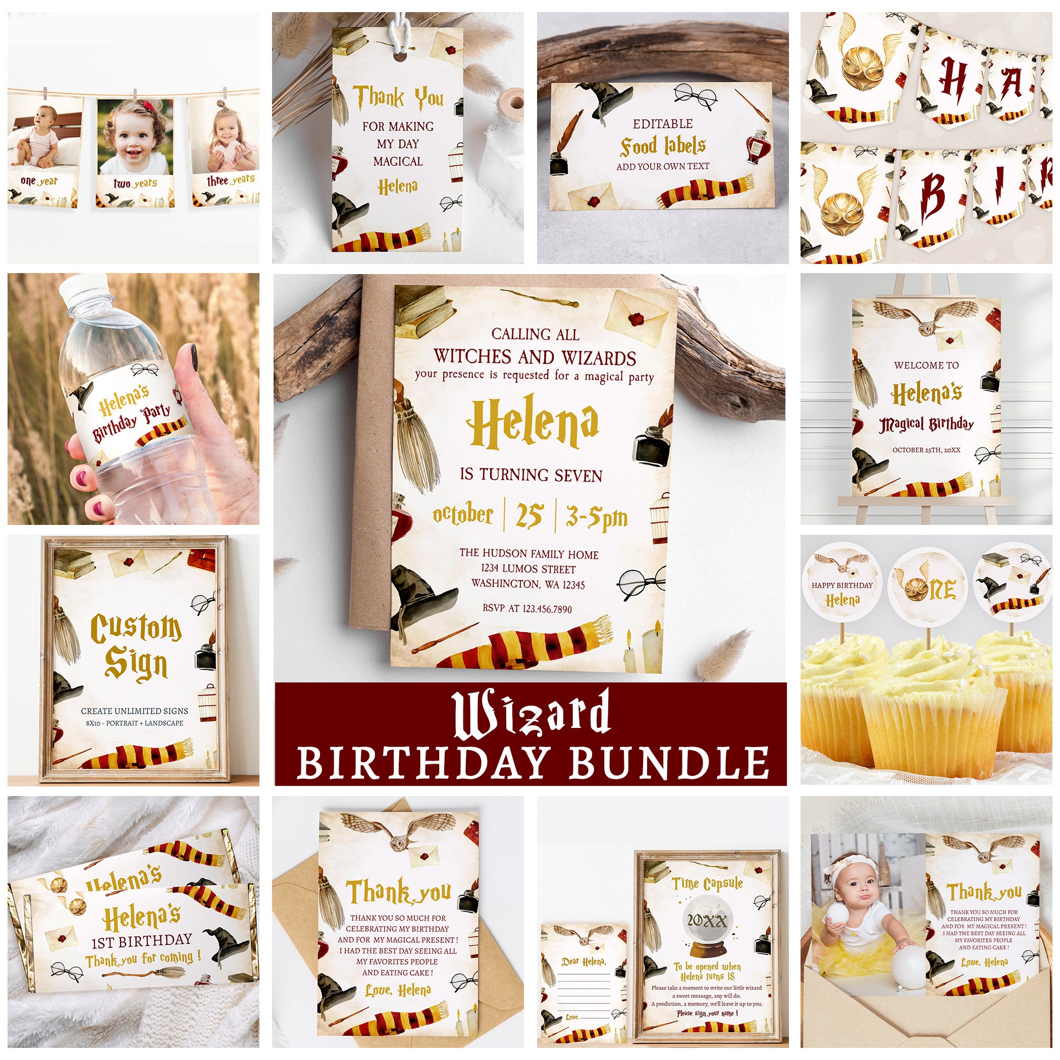 Wizard Birthday Invitation Bundle, Wizardry Any Age Birthday ...