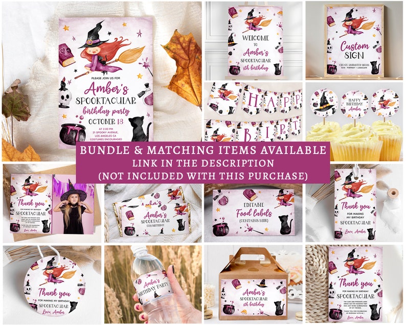 Editable Witch Halloween Birthday Party Bottle Label Costume - Etsy