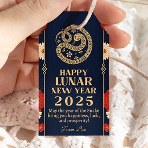 Lunar New Year Snake Gift Tag, Chinese New Year Favor Tag, New Year ...
