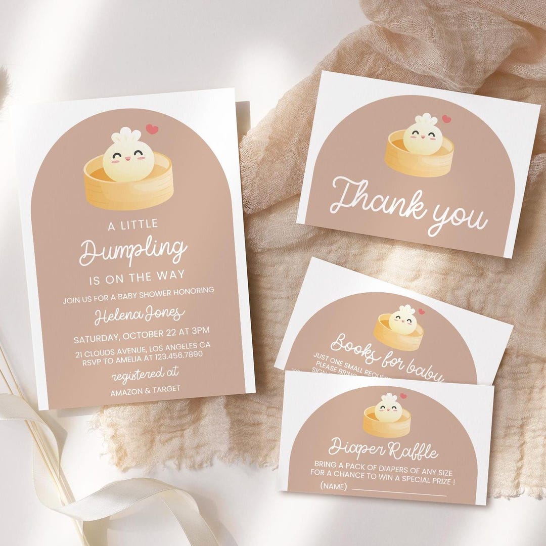 Little Dumpling Baby Shower Invitation Set, on the Way Baby Shower ...