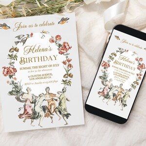 Vintage Regency Bridal Shower Invitation Template, Victorian, Floral ...