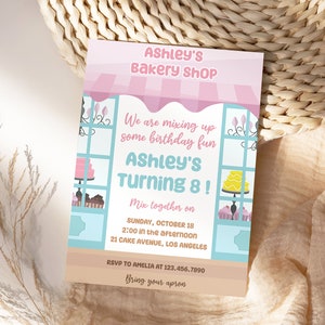 Editable Baking Birthday Invitation, Bakery Shop Invitation, Kids ...
