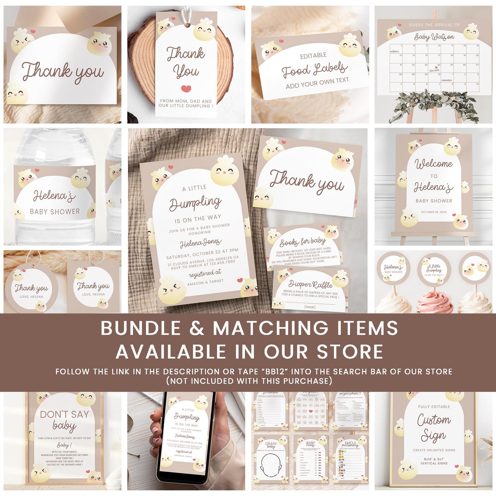 Little Dumpling Cupcake Toppers Baby Shower, Dim Sum Baby Decorations ...