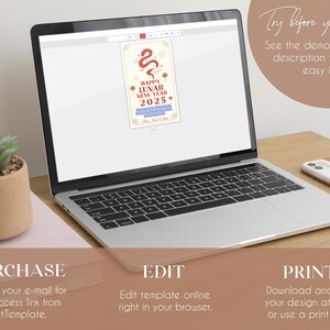 Lunar New Year Snake Gift Tag, Chinese New Year Favor Tag, Snake Tag ...