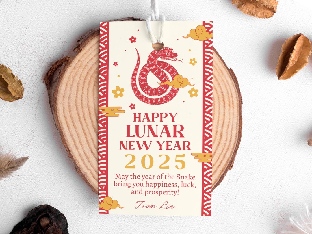 Lunar New Year Snake Gift Tag, Chinese New Year Favor Tag, Snake Tag ...