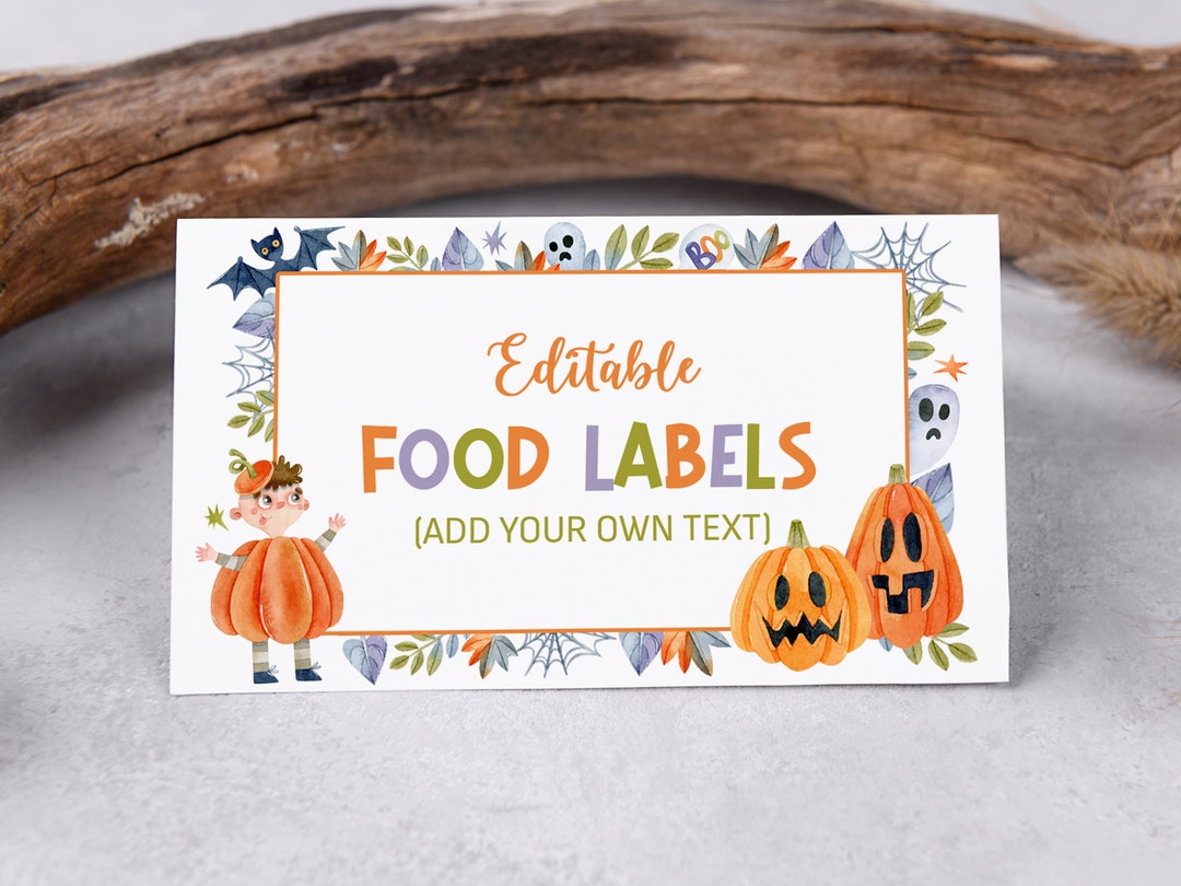 Editable Halloween Food Labels, Pumpkin Costume Party Spooktacular ...