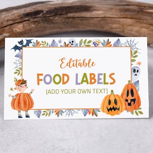 Editable Halloween Food Labels, Pumpkin Costume Party Spooktacular ...