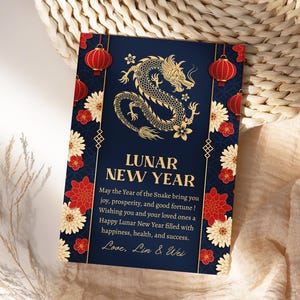 Chinese New Year Card Template, 2025 Dragon New Year, Chinese ...