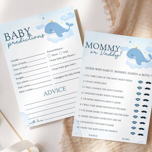 Whale Clouds Baby Shower Games Bundle, Whale Baby Shower Game Pack ...