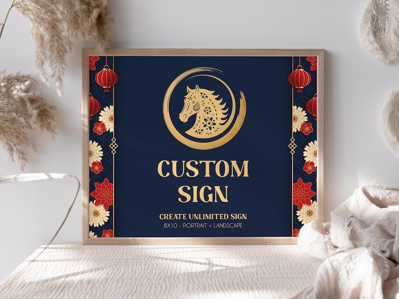 Chinese Horse Custom Sign Template, 2026 Horse New Year, Chinese ...