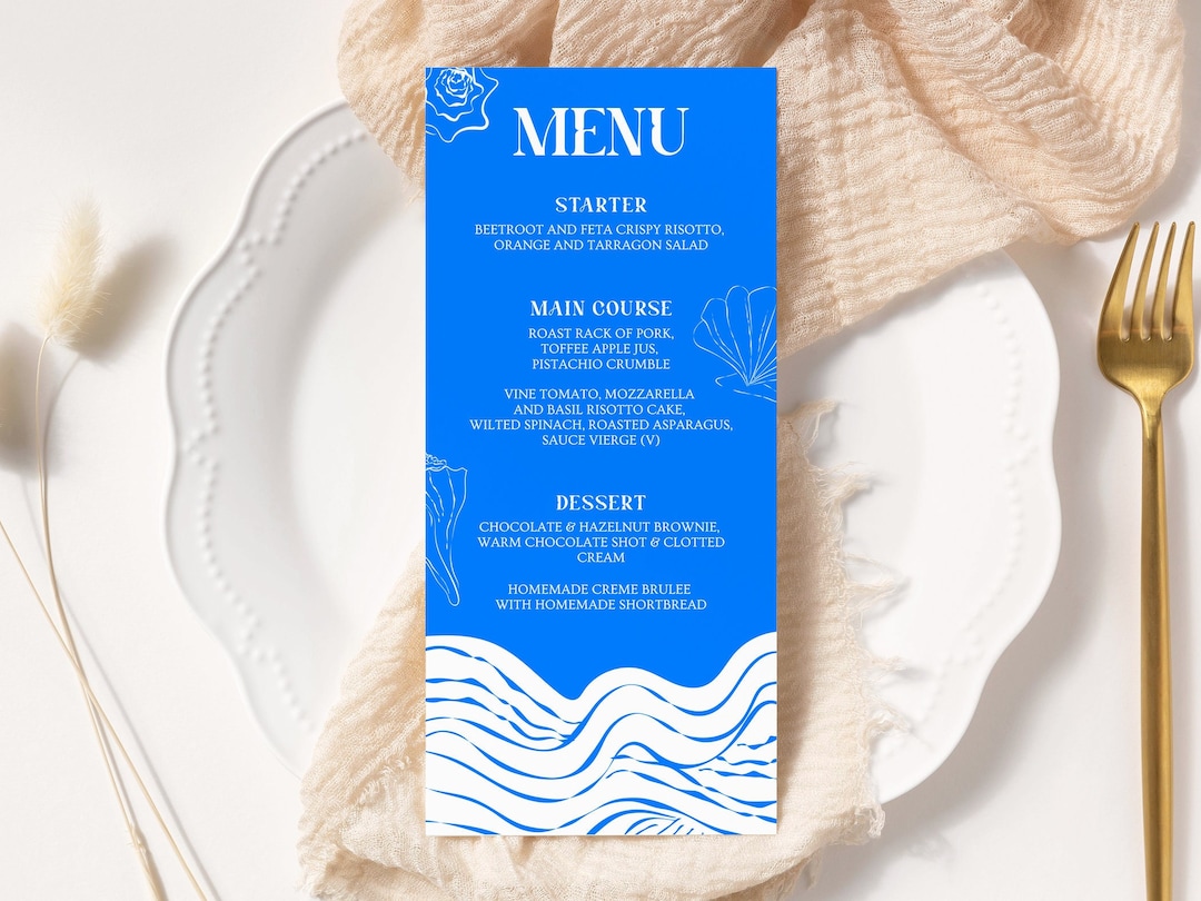 Beach Party Menu Editable, Summer Party Menu Template, Nautical, Shells ...
