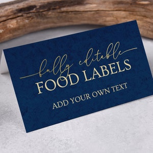 Blue Gold Food Labels Template, Dark Christmas, New Year Name Card ...