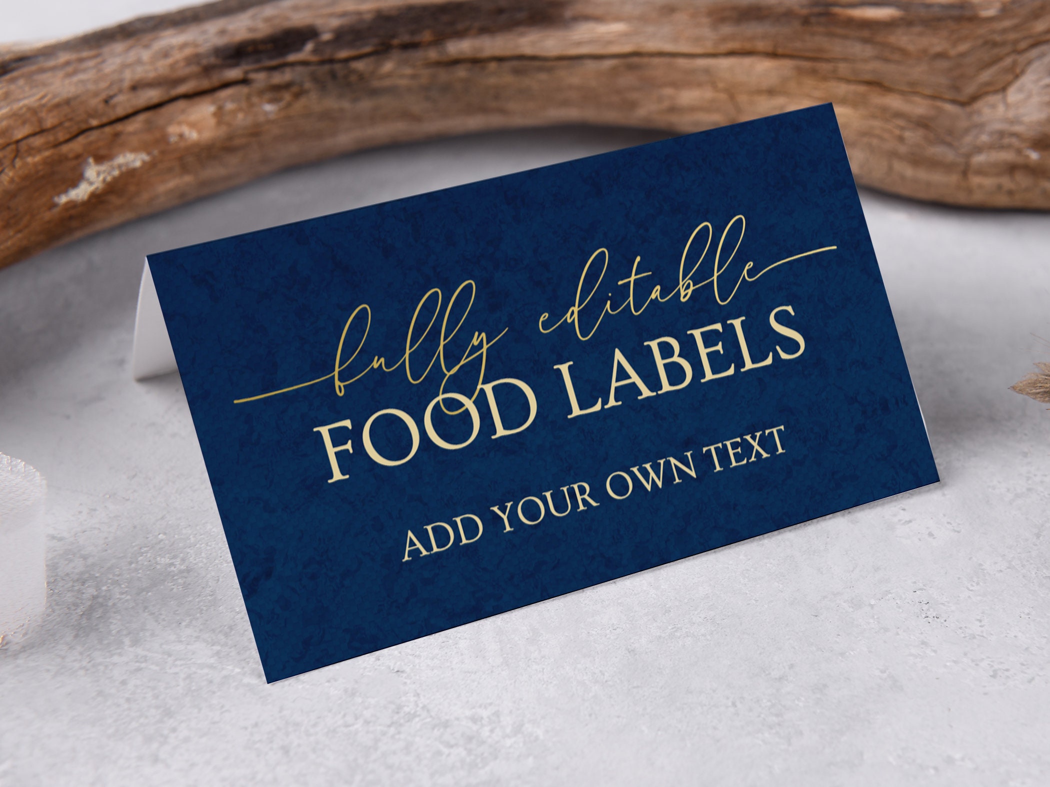 Blue Gold Food Labels Template Dark Christmas Wedding Name - Etsy