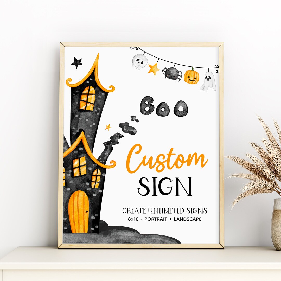 Editable Halloween Party Custom Sign, Spooky House, Costume Party ...