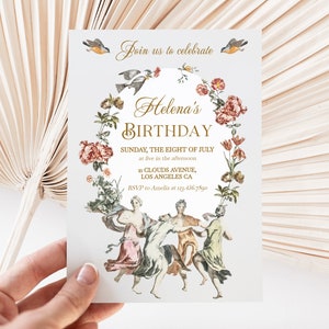 Vintage Regency Bridal Shower Invitation Template, Victorian, Floral ...