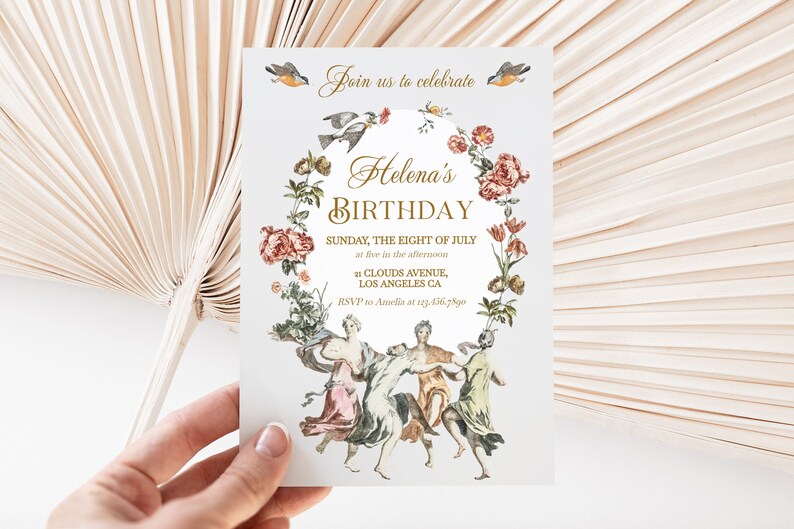 Vintage Regency Birthday Invitation Template, Invitation for Her ...