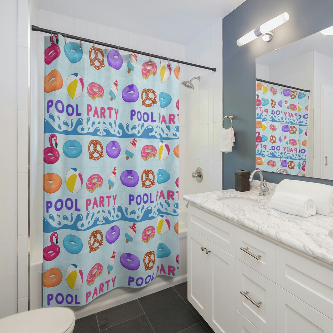 Pool Floatie Shower Curtain|pool Party| Summer|splash| Unique Gift ...