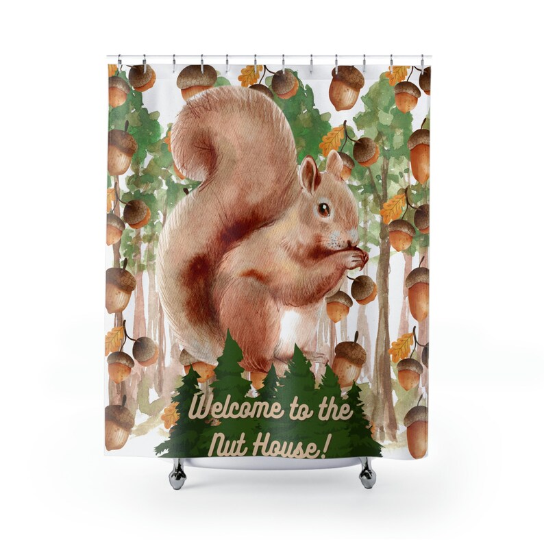 Welcome to the Nut House Squirrel Shower Curtain Squirrel - Etsy