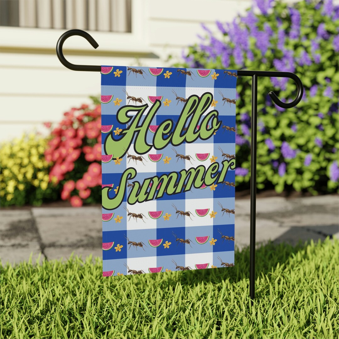 Hello Summer Garden Flag, Ant Watermelon, Picnic Garden Flag ...