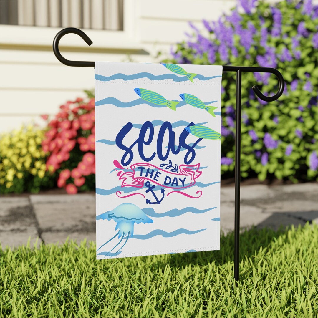 Summer Garden Flag, Beachy Summer Flag, Coastal Flag. Beach House Decor ...