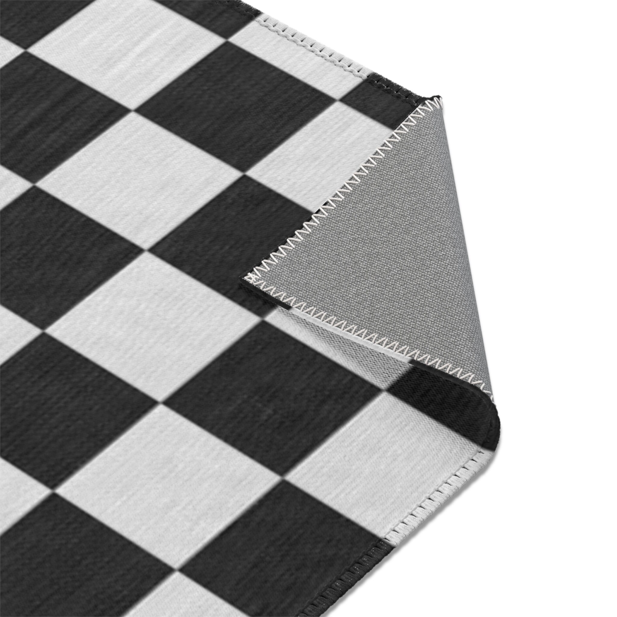 Black and White Checkered Area Rugs - Etsy