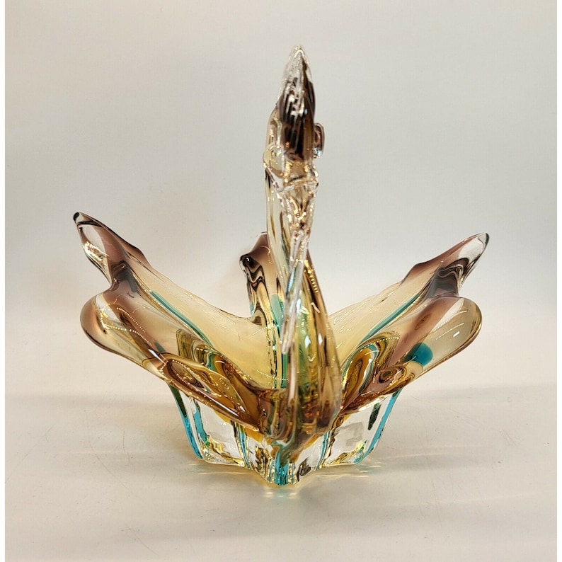 Rare Multi-colored Venetian Murano Glass Swan Handmade Ashtray Bowl - Etsy
