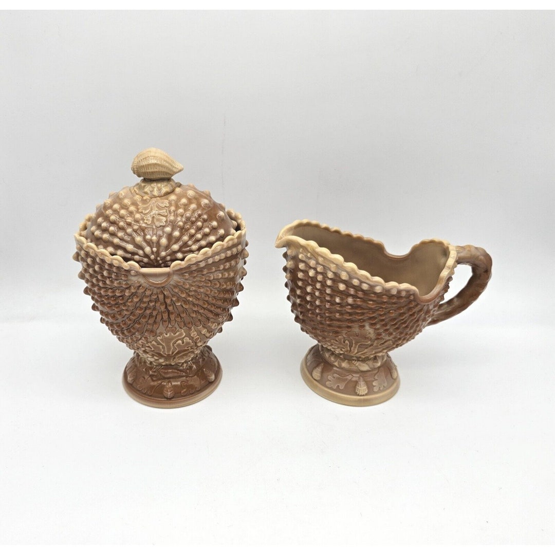 Argonaut Shell Chocolate Slag Glass Cream & Sugar Westmoreland - Etsy