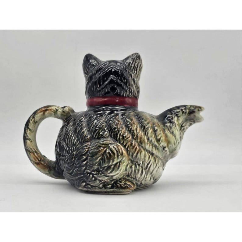 Vintage Royal 1950 Black & Brown Tabby Cat Decorative Tea Pot Made in ...
