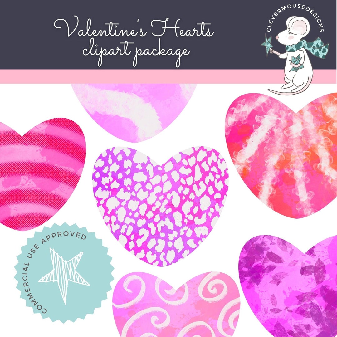 Commercial Use OK, Valentine's Hearts Clipart Package, Graphics Set - Etsy