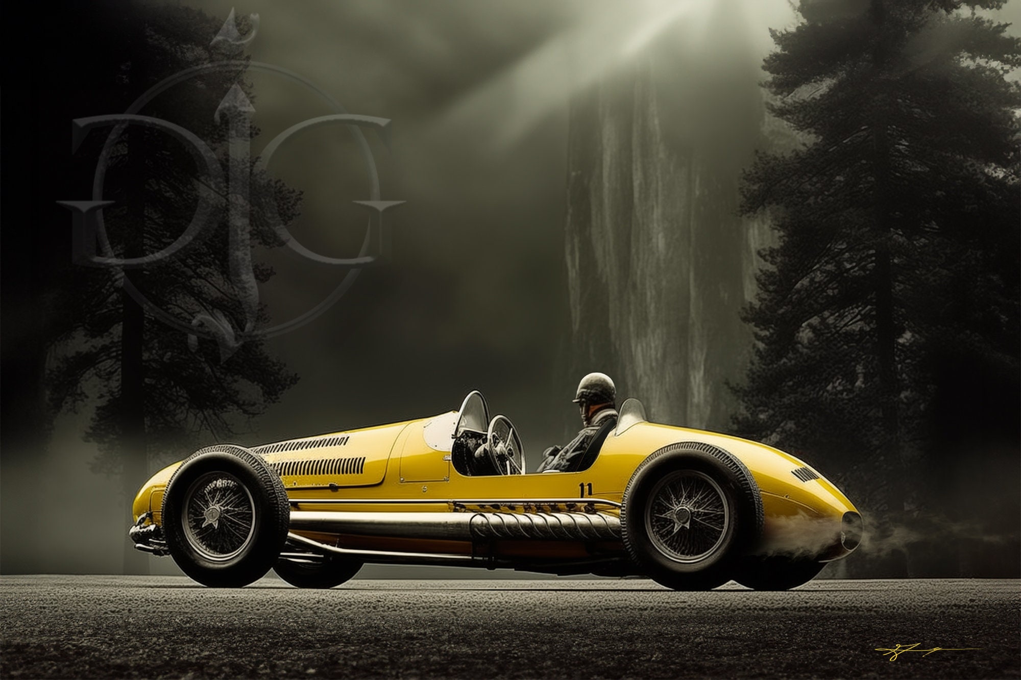 1950 Talbot Lago T26C Grand Prix Car, Vintage Motorsport Art, Man Cave ...