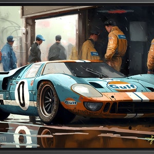 Gulf Ford GT40 Le Mans Racing Art Print – Oil Painting Style Canvas - Etsy
