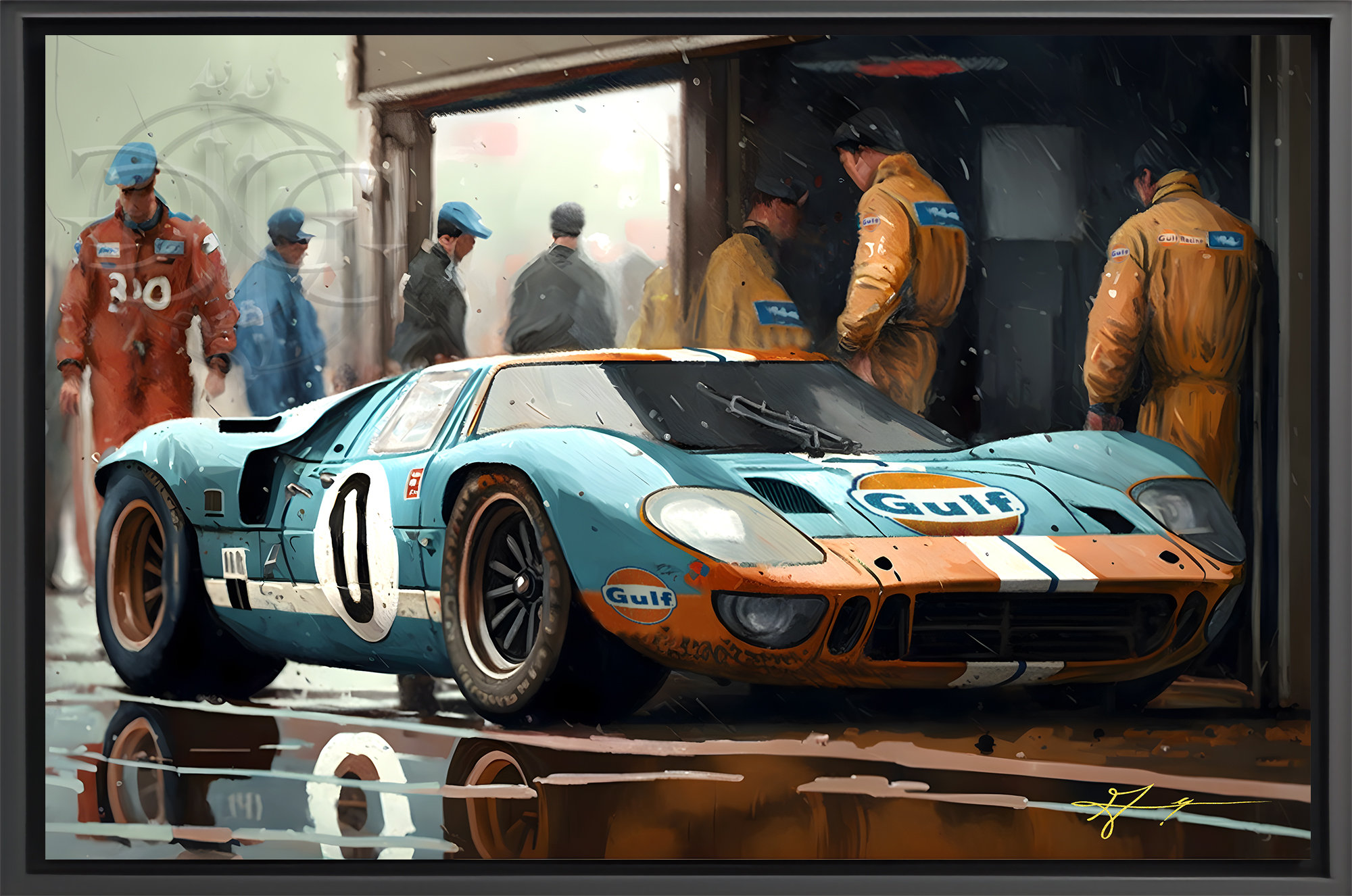 Gulf Ford GT40 Le Mans Racing Art Print – Oil Painting Style Canvas - Etsy